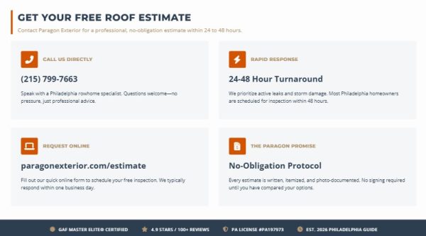 Rowhomes Roof Replacement Philadelphia PA | Paragon Exterior